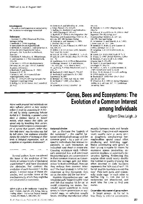 (PDF) Genes, bees and ecosystems: The evolution of a common interest ...