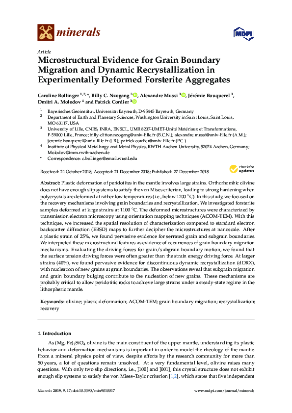 (PDF) Microstructural Evidence for Grain Boundary Migration and Dynamic Recrystallization in ...