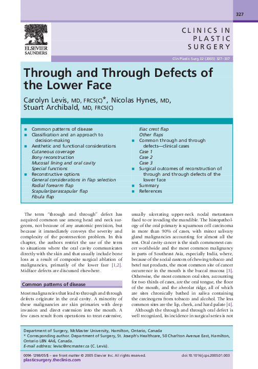 (PDF) Through and through defects of the lower face