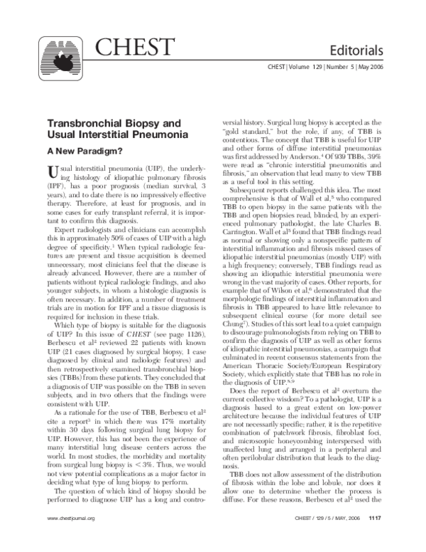 (PDF) Transbronchial Biopsy and Usual Interstitial Pneumonia