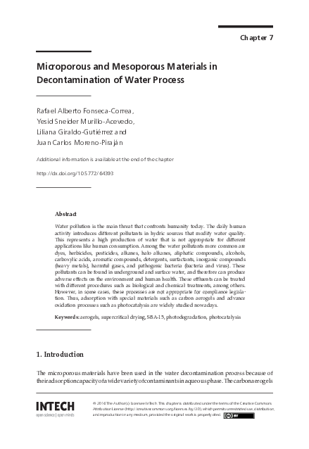 (PDF) Microporous and Mesoporous Materials in Decontamination of Water Process