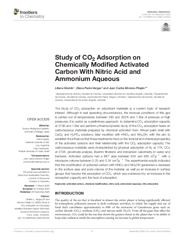 (PDF) Study of CO2 Adsorption on Chemically Modified Activated Carbon ...