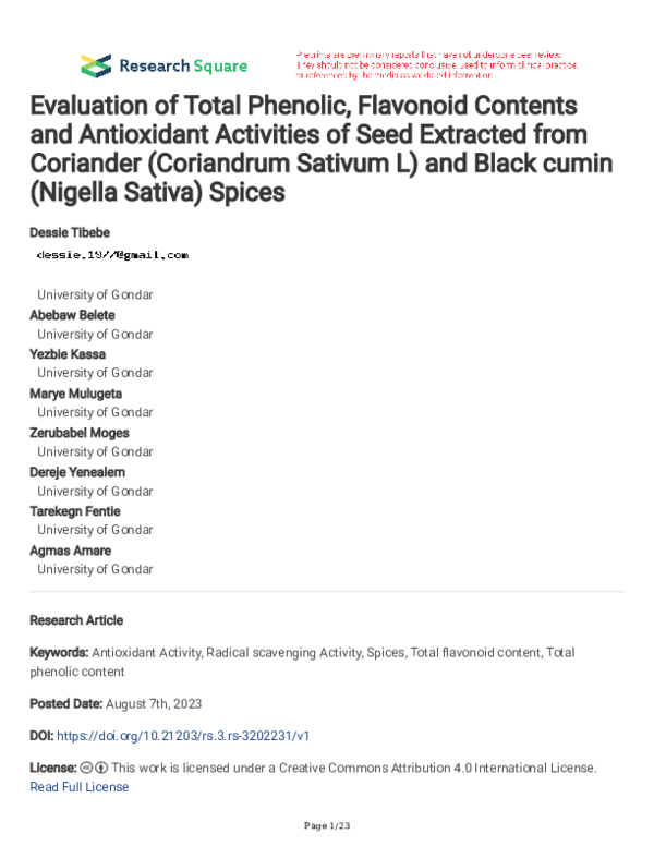 (PDF) Evaluation of Total Phenolic, Flavonoid Contents and Antioxidant Activities of Seed ...
