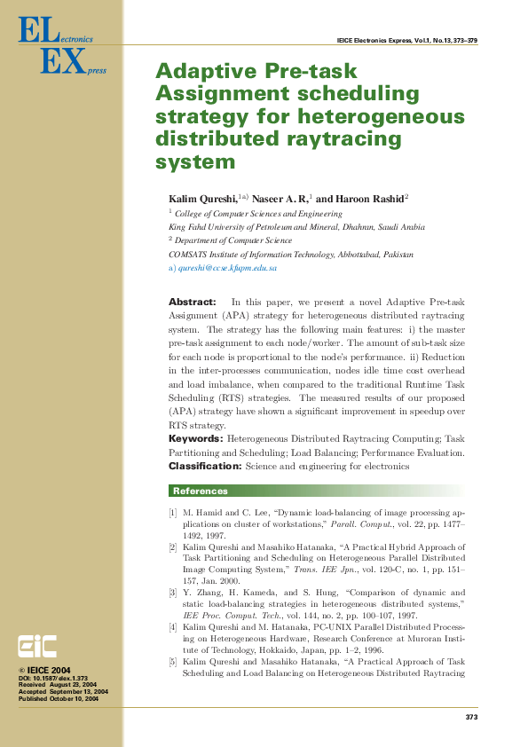 Pdf Adaptive Pre Task Assignment Scheduling Strategy For Heterogeneous Distributed Raytracing