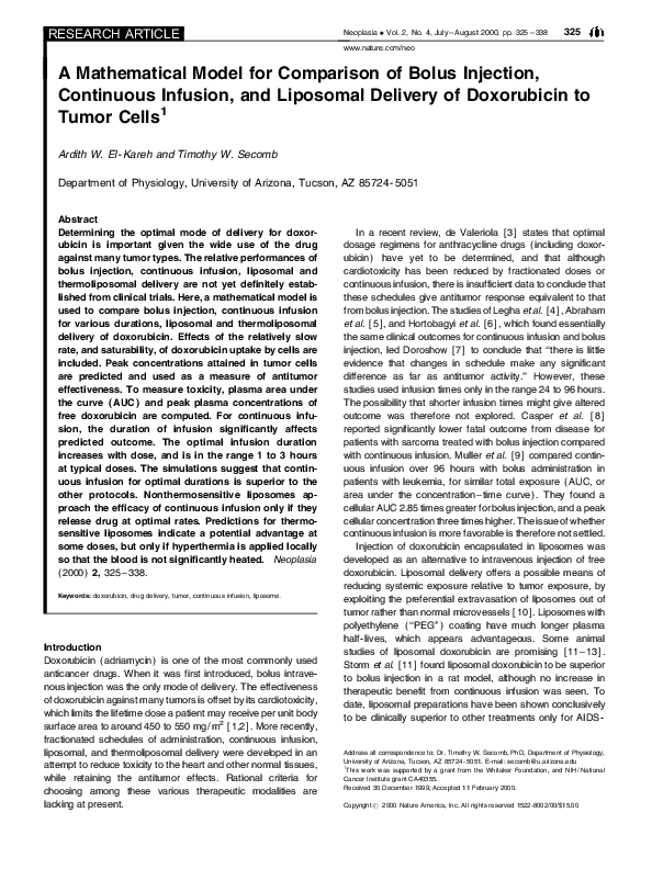 (PDF) A Mathematical Model for Comparison of Bolus Injection ...