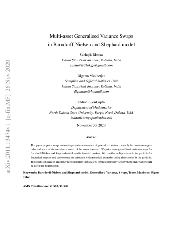 (PDF) Multi-asset Generalised Variance Swaps in Barndorff-Nielsen and ...