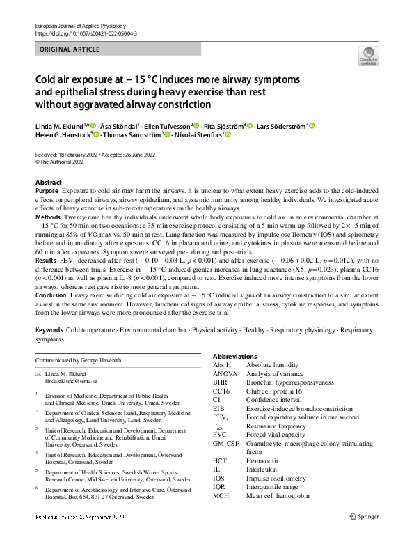 (PDF) Cold air exposure at − 15 °C induces more airway symptoms and ...