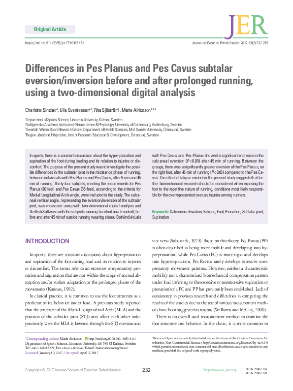 (PDF) Differences in Pes Planus and Pes Cavus subtalar eversion ...