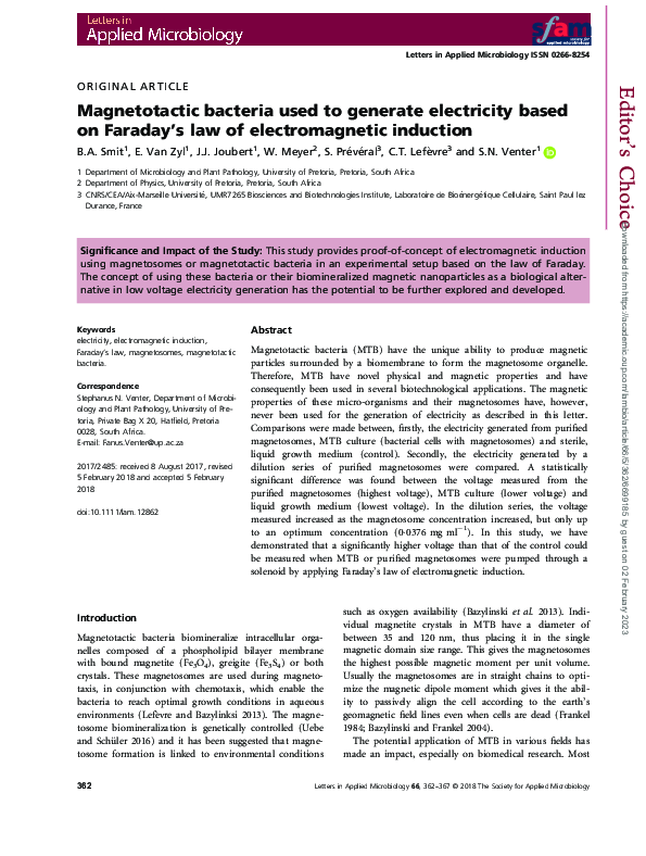 (PDF) Magnetotactic bacteria used to generate electricity based on ...