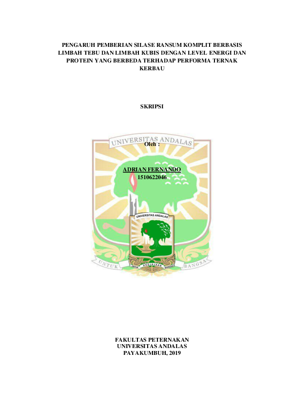 (PDF) Pengaruh Pemberian Silase Ransum Komplit Berbasis Limbah Tebu Dan Limbah Kubis Dengan ...