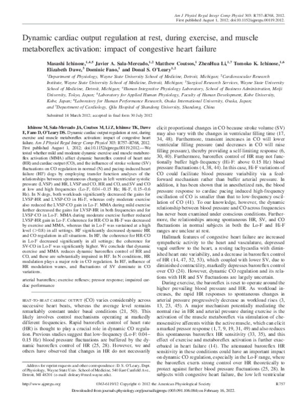 (PDF) Dynamic cardiac output regulation at rest, during exercise, and ...