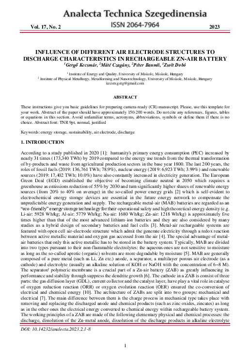(PDF) The influence of different air electrode structures to discharge ...