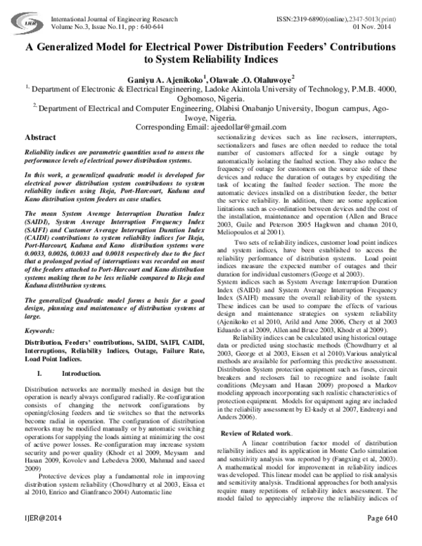 (PDF) A Generalized Model for Electrical Power Distribution Feeders’ Contributions to System ...