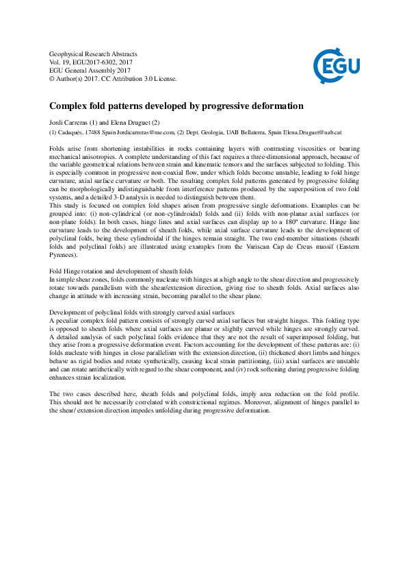 (PDF) Complex fold patterns developed by progressive deformation