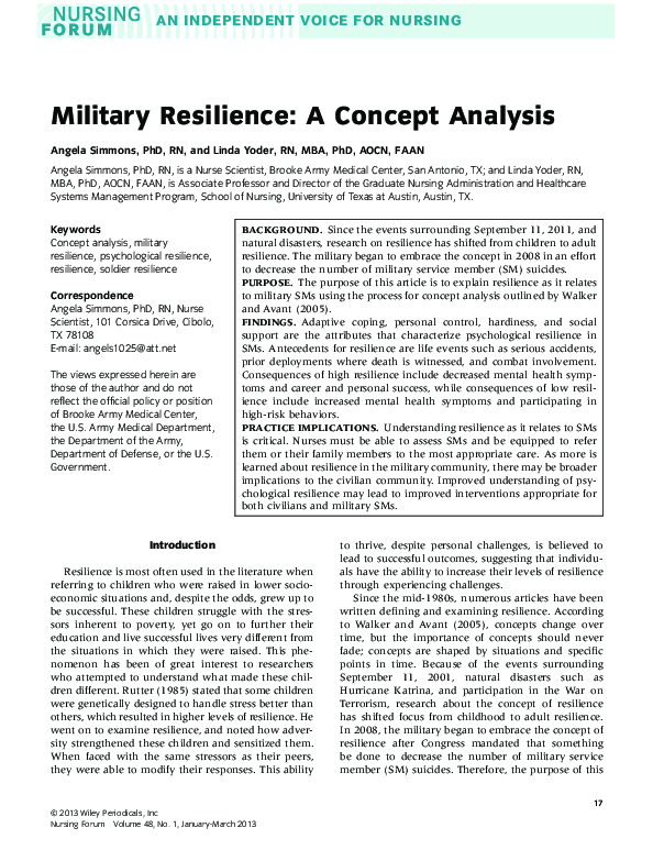 (PDF) Military Resilience: A Concept Analysis