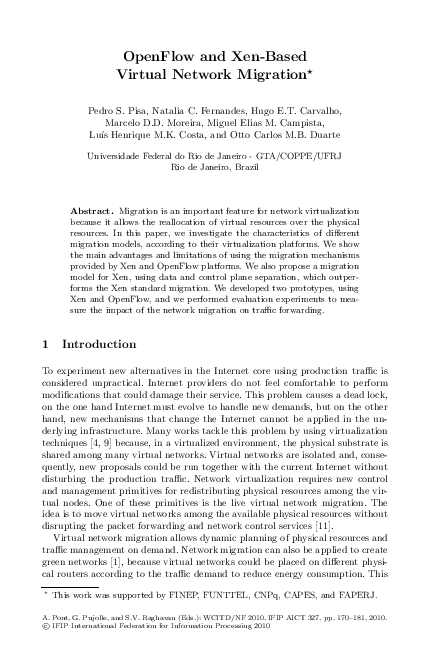 (PDF) OpenFlow and Xen-Based Virtual Network Migration