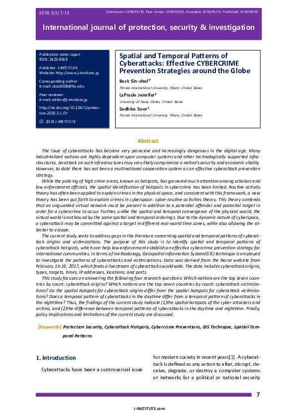 (PDF) Spatial and Temporal Patterns of Cyberattacks: Effective ...