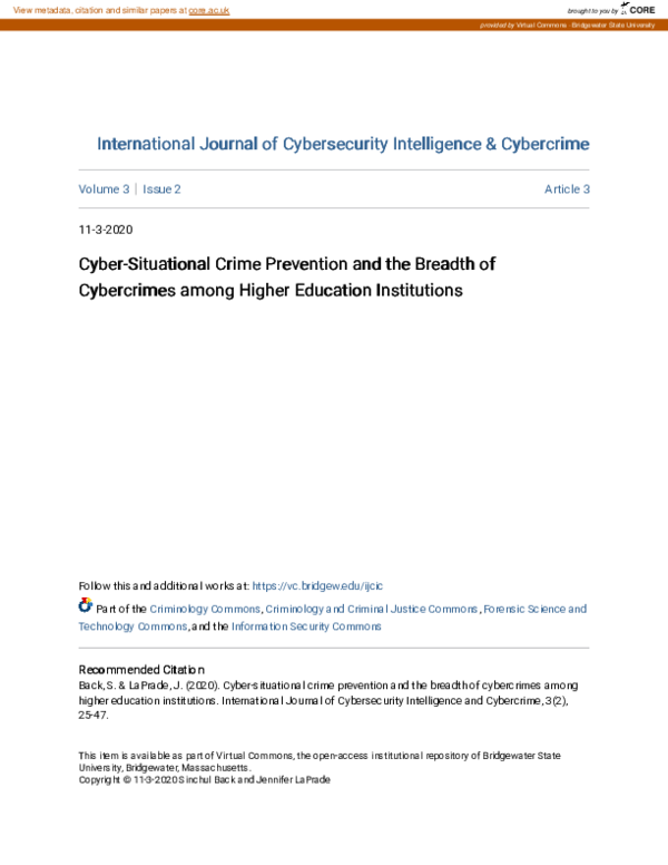 (PDF) Cyber-Situational Crime Prevention and the Breadth of Cybercrimes ...