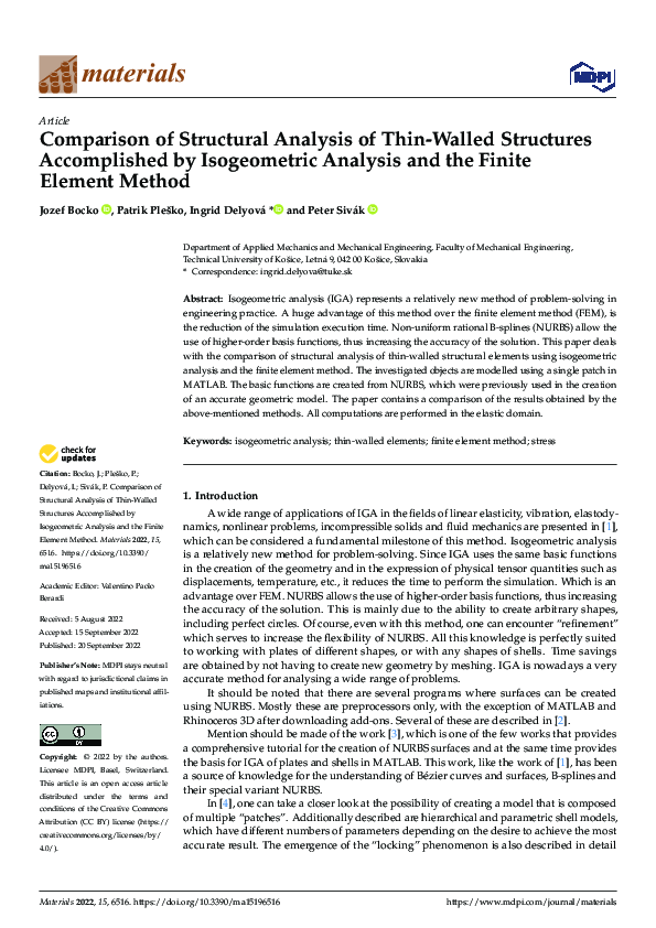 (PDF) Comparison of Structural Analysis of Thin-Walled Structures Accomplished by Isogeometric ...