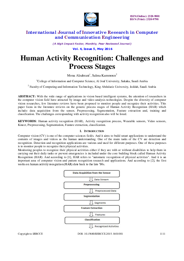 (PDF) Human Activity Recognition: Challenges and Process Stages
