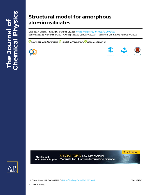 (PDF) Structural model for amorphous aluminosilicates