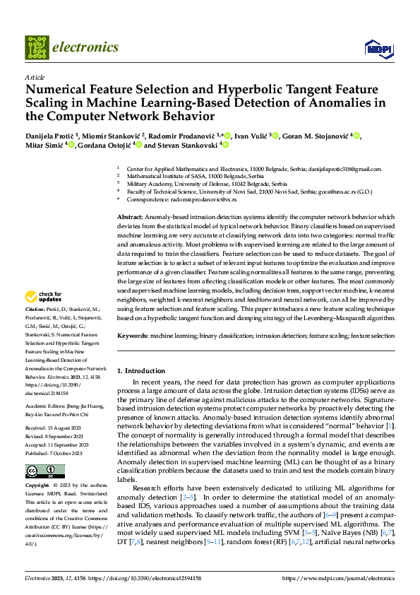 (PDF) Numerical Feature Selection and Hyperbolic Tangent Feature Scaling in Machine Learning ...