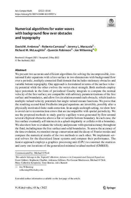 (PDF) Numerical algorithms for water waves with background flow over obstacles and topography ...