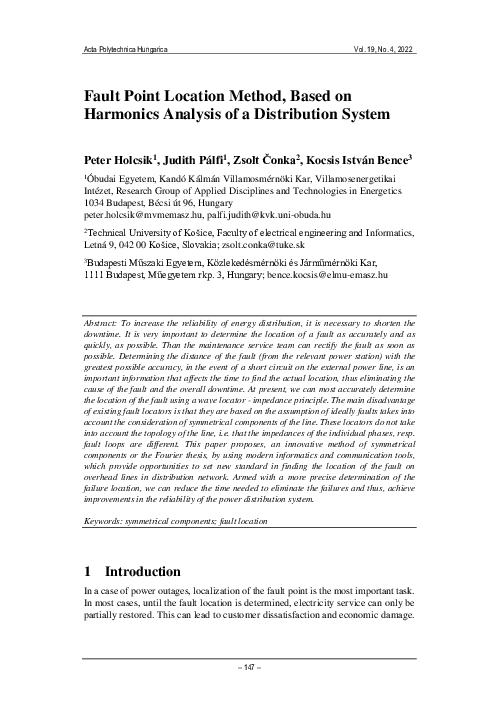 (PDF) Fault Point Location Method, Based on Harmonics Analysis of a ...