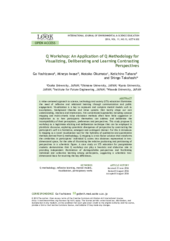 (PDF) Q workshop: An application of Q methodology for visualizing ...