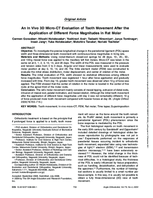 Pdf An In Vivo 3d Micro Ct Evaluation Of Tooth Movement After The Application Of Different