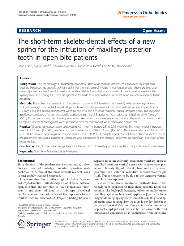 (PDF) The short-term skeleto-dental effects of a new spring for the ...