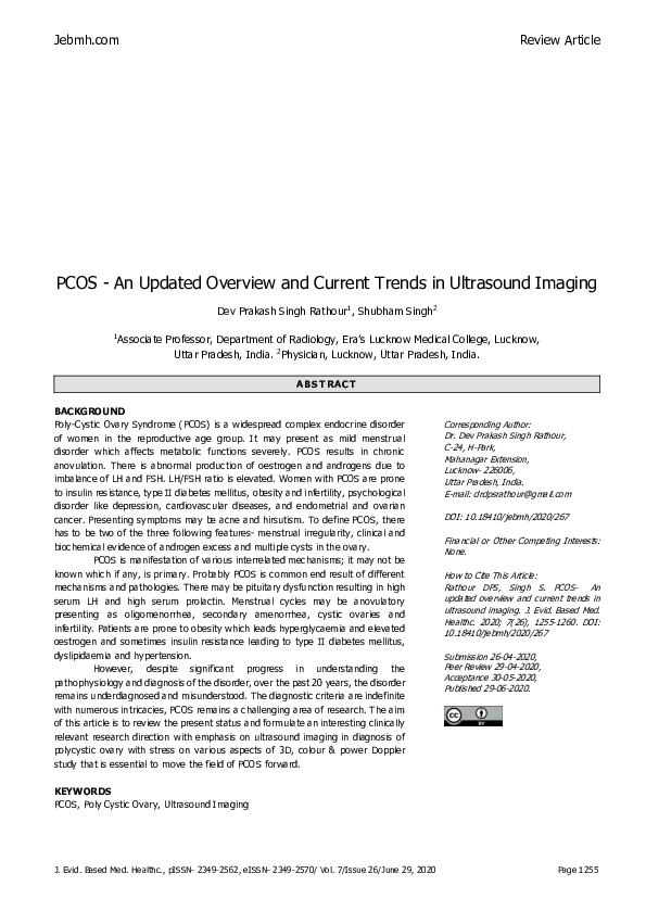 (PDF) PCOS - An Updated Overview and Current Trends in Ultrasound Imaging