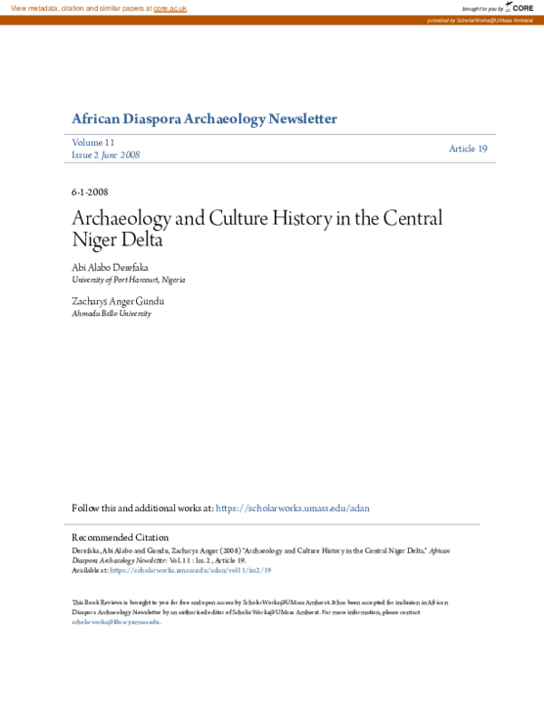 (PDF) Archaeology and Culture History in the Central Niger Delta