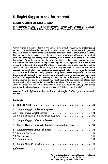 (PDF) Singlet Oxygen in the Environment