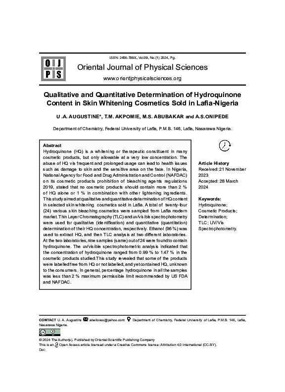 (PDF) Qualitative and Quantitative Determination of Hydroquinone ...