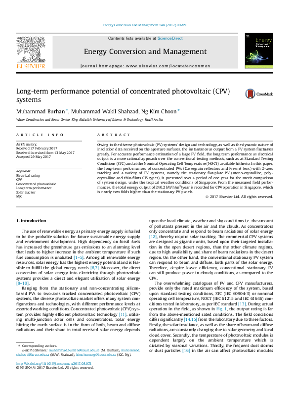 (PDF) Long-term performance potential of concentrated photovoltaic (CPV ...