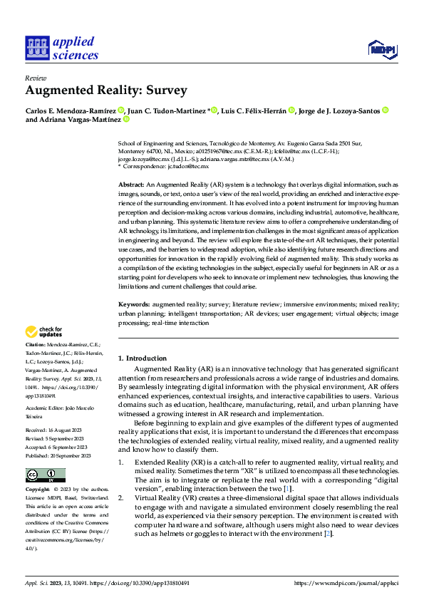 (PDF) Augmented Reality: Survey