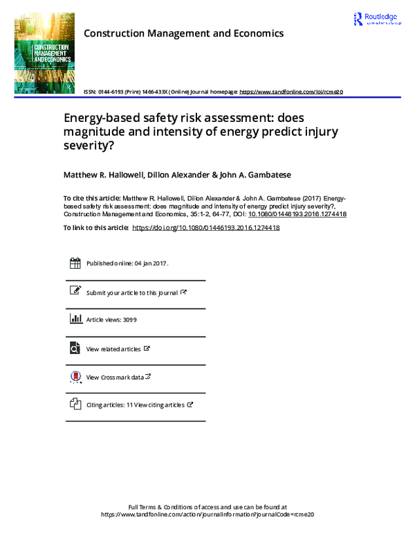 (PDF) Energy-based safety risk assessment: does magnitude and intensity ...