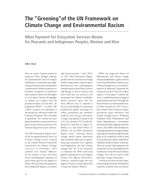 (PDF) The “Greening” of the un Framework Convention on Climate Change ...