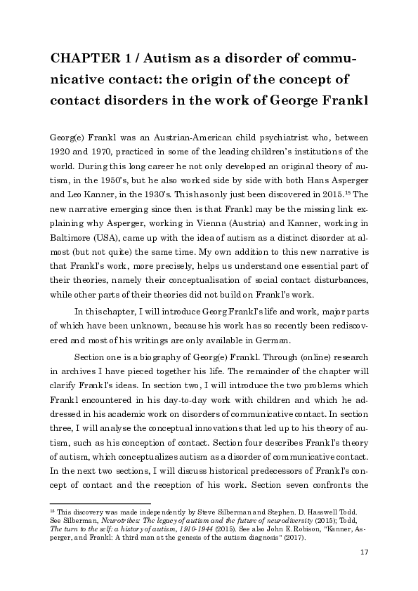 (PDF) Autism as a disorder of communicative contact: the origin of the ...