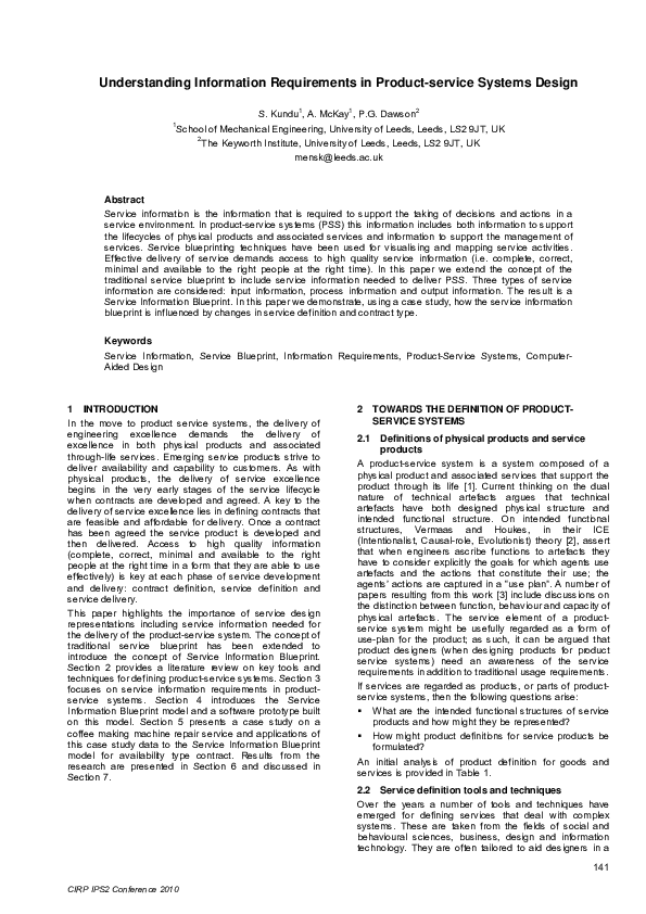 (PDF) Understanding Information Requirements in Product-service Systems ...