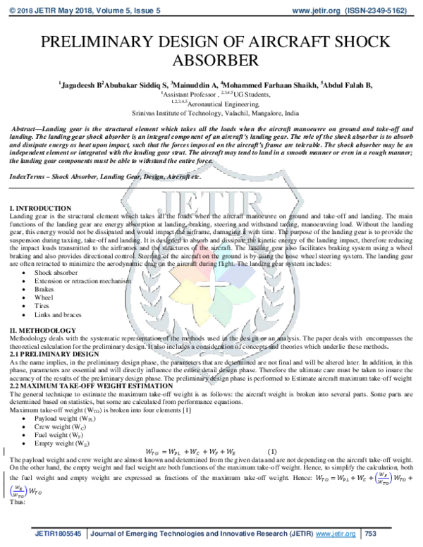 (PDF) Preliminary Design of Aircraft Landing Gear Strut