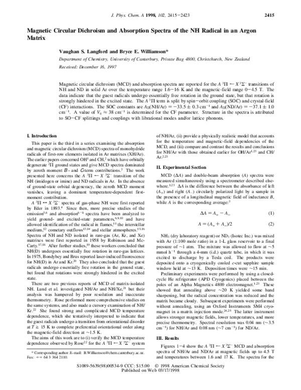 (PDF) Magnetic Circular Dichroism and Absorption Spectra of the NH ...