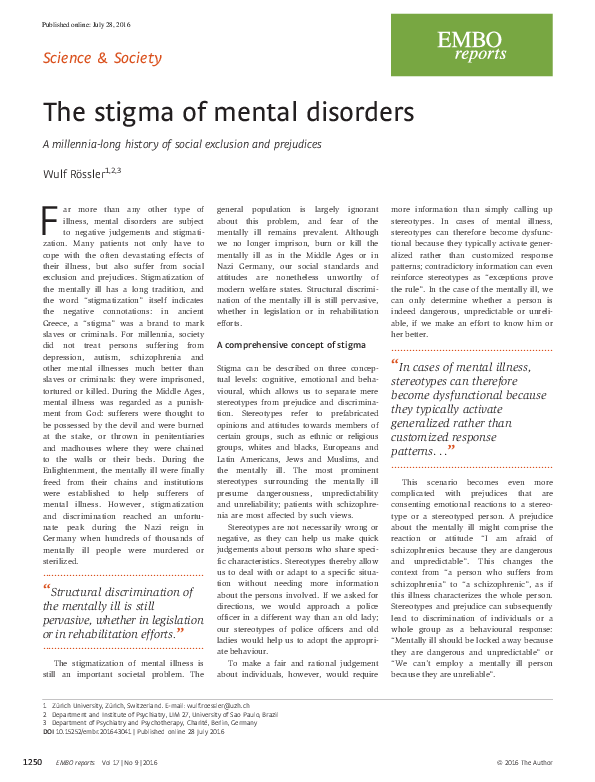 (PDF) The stigma of mental disorders