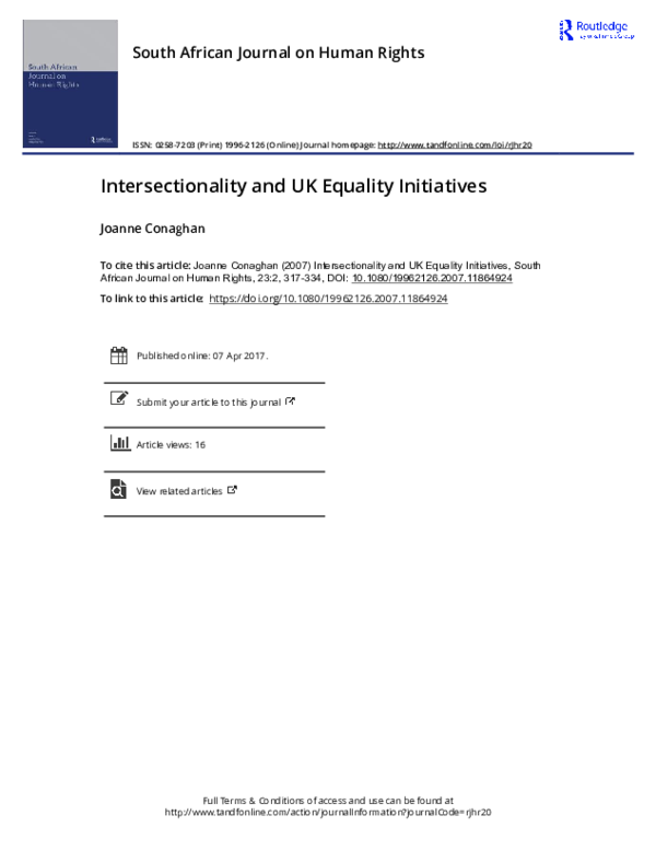 (PDF) Intersectionality and UK Equality Initiatives