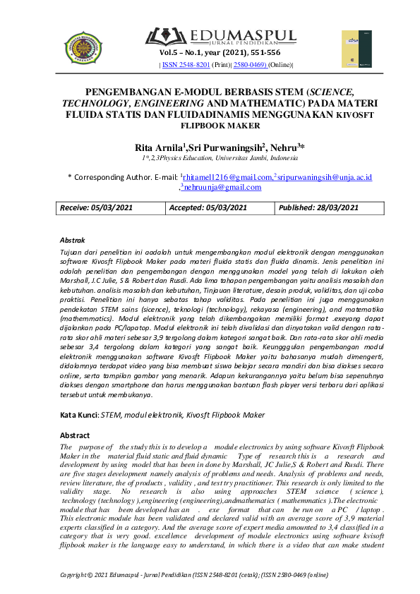 (PDF) Pengembangan E-Modul Berbasis STEM (Science, Technology, Engineering and Mathematic) pada ...