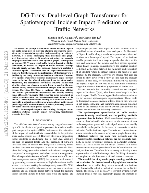 (PDF) DG-Trans: Dual-level Graph Transformer for Spatiotemporal Incident Impact Prediction on ...