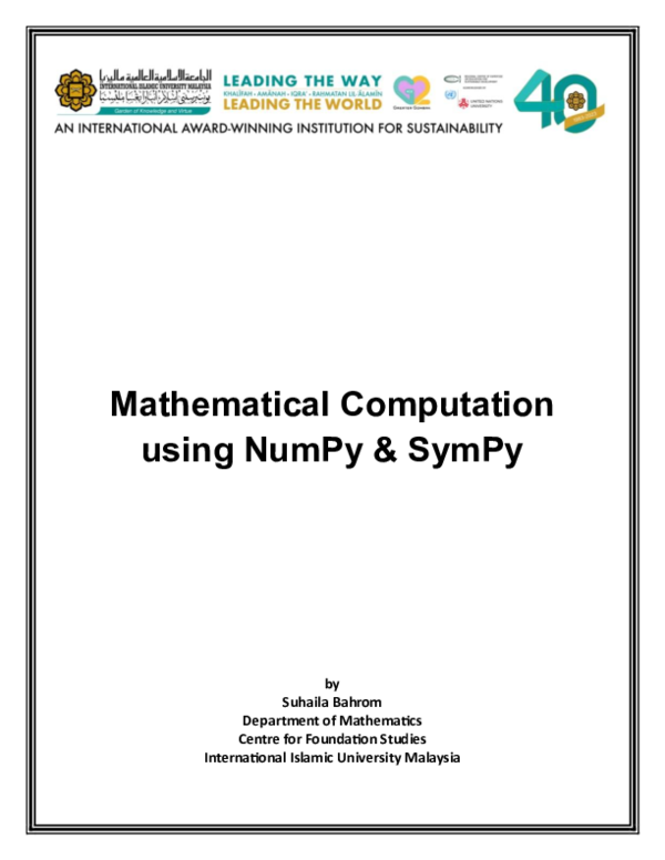 (PDF) Mathematical Computation using NumPy & SymPy
