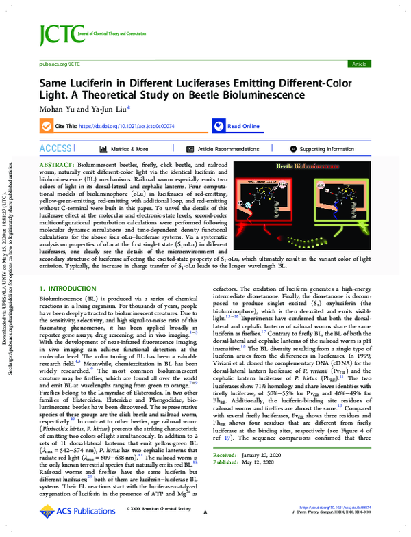 (PDF) Same Luciferin in Different Luciferases Emitting Different-Color ...