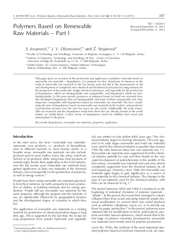 (PDF) Polimeri na bazi obnovljivih sirovina - II. dio